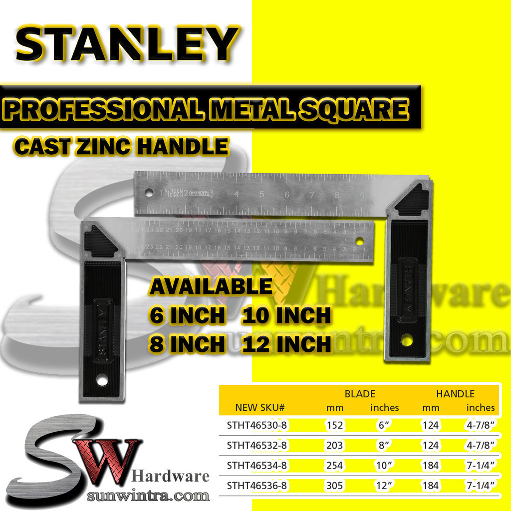 Stanley Professional Heavy Duty Metal Try-Square 6 - 12 INCH STHT46530 ...