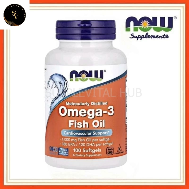 NOW Foods, Omega-3 Fish Oil, 1,000 mg, 180 EPA - 120 DHA, 200 Softgels | Shopee Malaysia