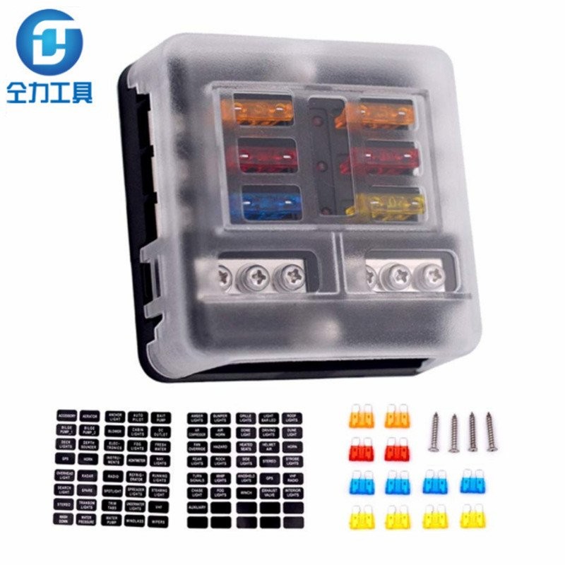 Car Multi-Road Fuse Box 6-Road with Positive Negative Fuse Holder Car ...