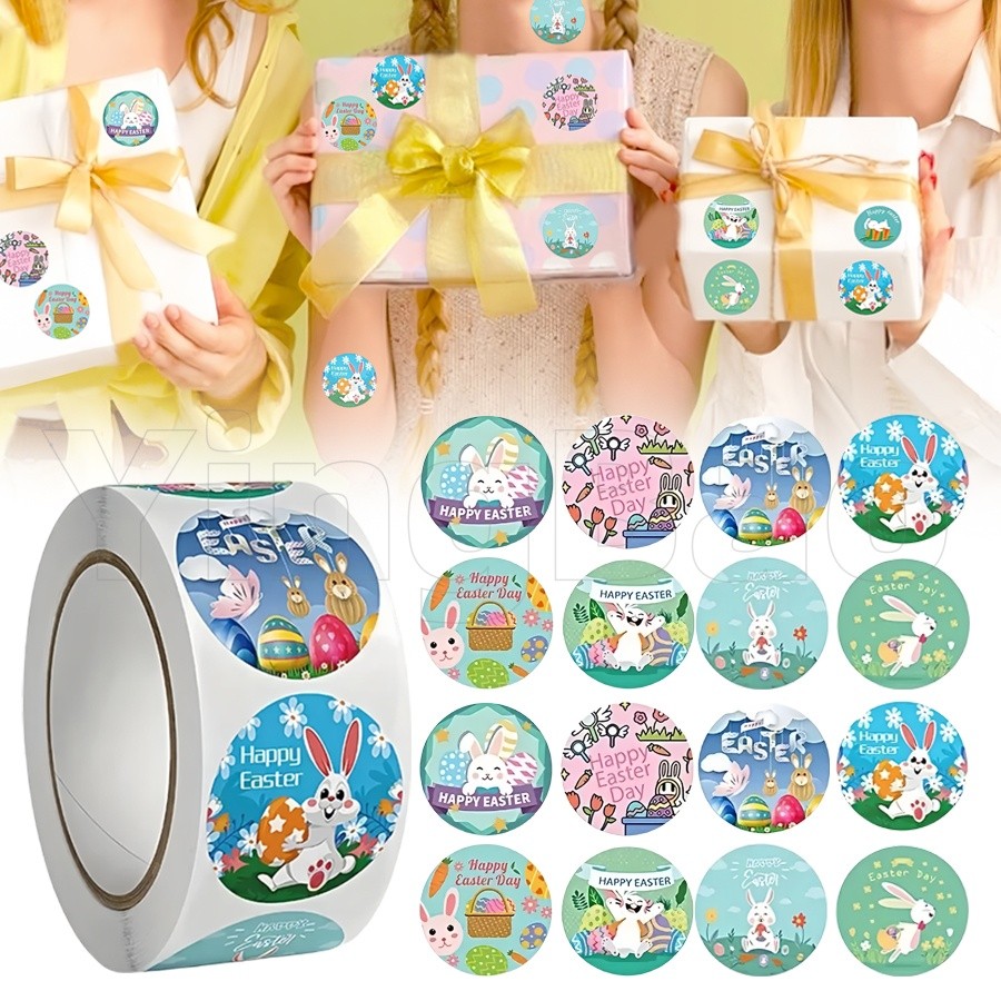 500 Pcs Easter Stickers 1 Inch Bunny Stickers Cute Egg Stickers for ...
