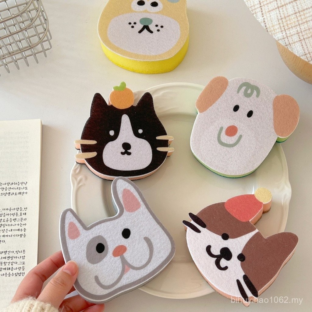 Compression Cute Dishwashing Cartoon Wood Pulp Animal Cleaning Sponge ...