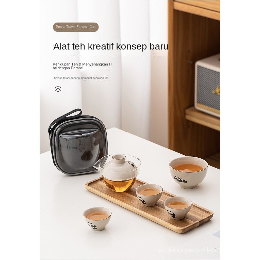 Panda Tea Set, Travel Tea Set, One Pot Two Cups, Outdoor Camping Tea Set, Portable Tea Set, Tea ...