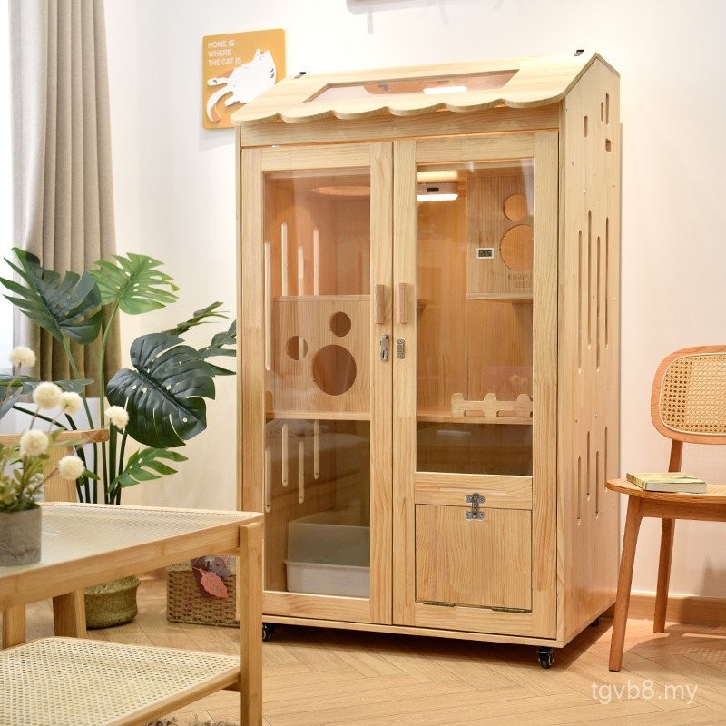Cat Villa Solid Wood Cat Cage Indoor Large Cat House Cat Cabinet Cat Villa Pet House Cat Nest ...