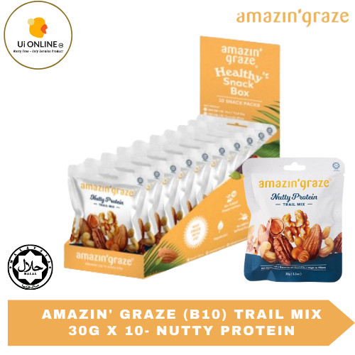 AMAZIN GRAZE (B10) TRAIL MIX 30G X 10- NUTTY PROTEIN (EXP: JULY 2025 ...