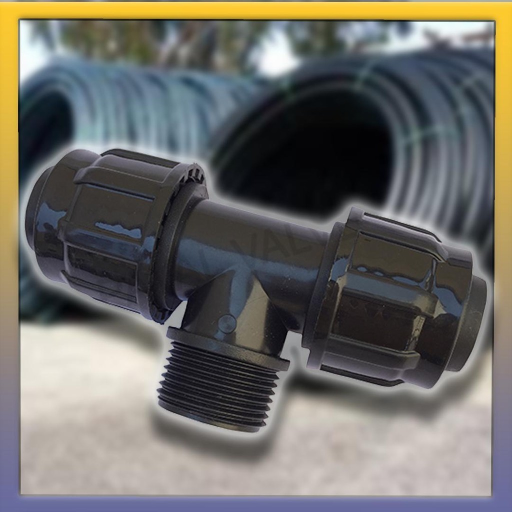 HDPE FITTING FOR HDPE PIPE MALE TEE / SAMBUNGAN CABANG TIGA BERULIR ...
