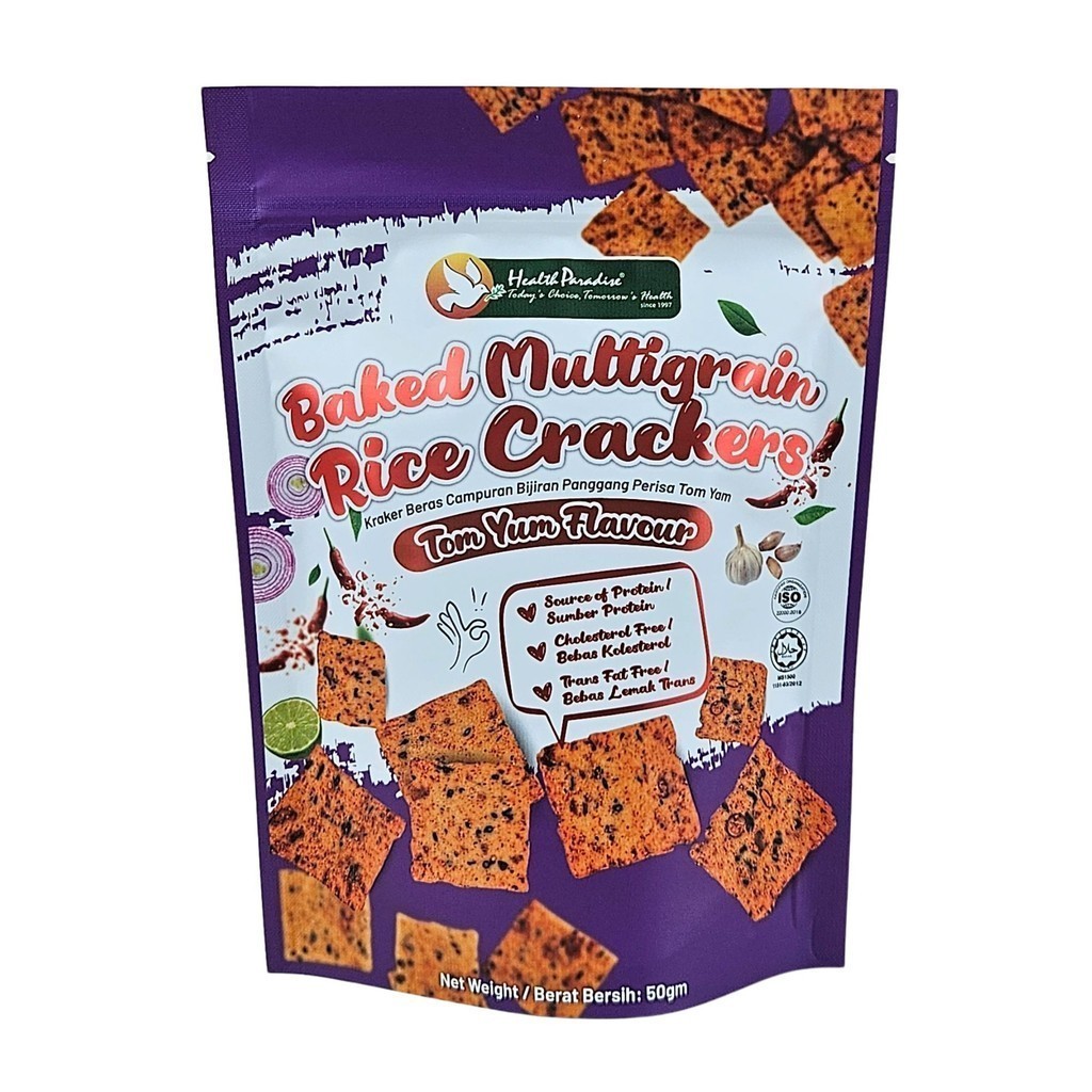 Health Paradise Baked Multigrain Rice Crackers – Tom Yum Flavour 50g ...