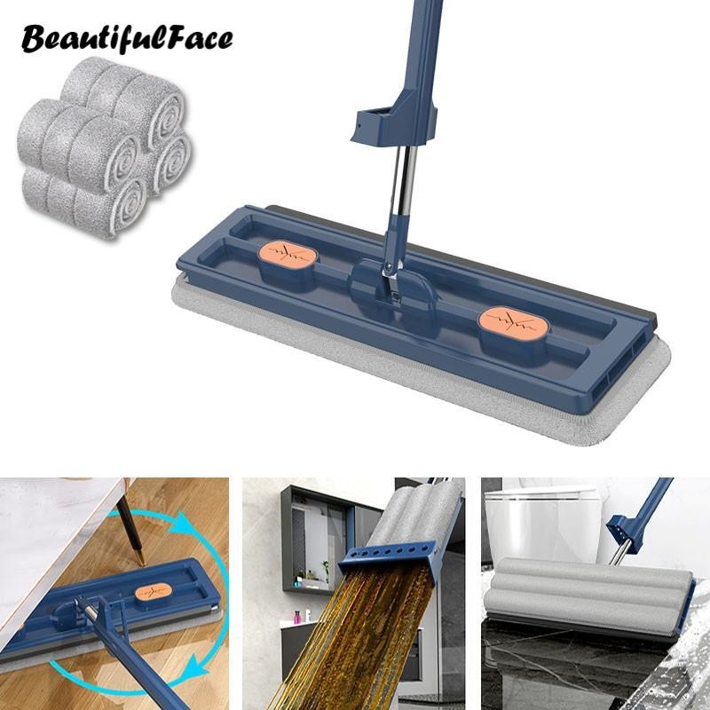 New Style Large Flat Mop Self-contained Slide Microfiber Floor Mop Wet ...