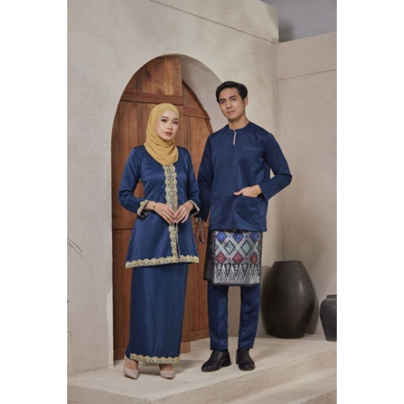 BAJU KEBAYA MODEN KURUNG NAVY BLUE BAJU MELAYU CEKAK MUSANG SEDONDON ...