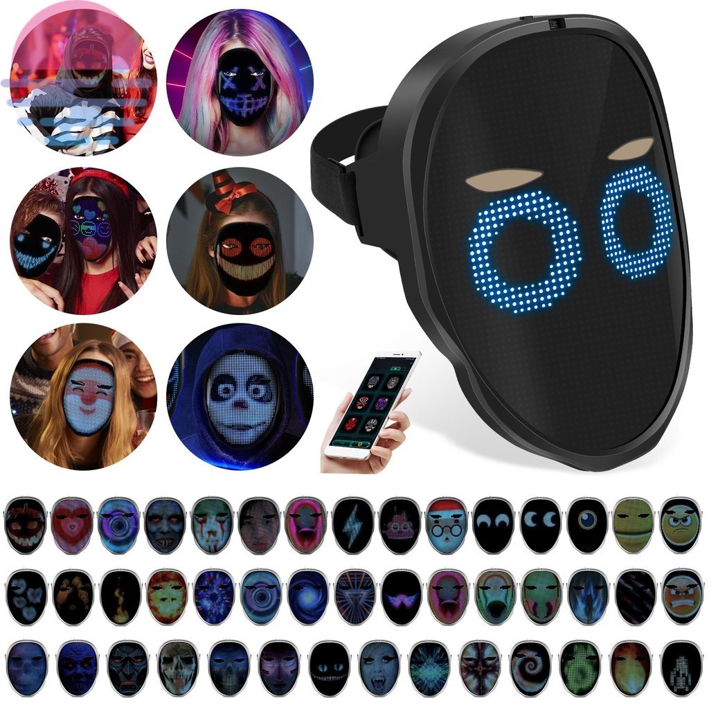 LED Mask 2000mAh Rechargeable Face Transforming LED Mask with Gesture ...