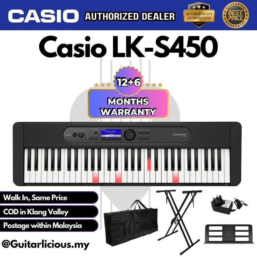Casio LK-S450 61 key Casiotone Lighting Arranger Keyboard Premium Bundle Set LKS450 / LKS 450 ...