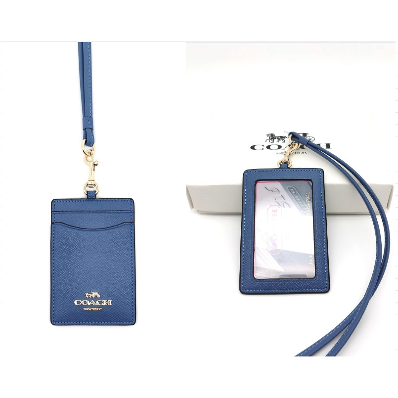 Coach Metal logo Card Holder ID Lanyard Blue Gold New style Name Tags ...