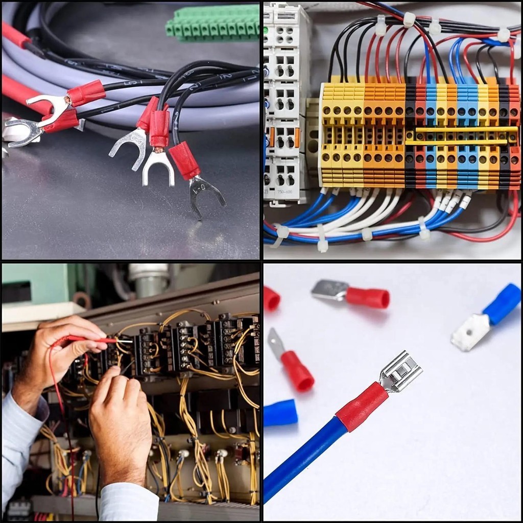 720PCS Insulated Cable Connector Electrical Wire Crimp Spade Butt Ring Fork Set Ring Lugs Rolled ...