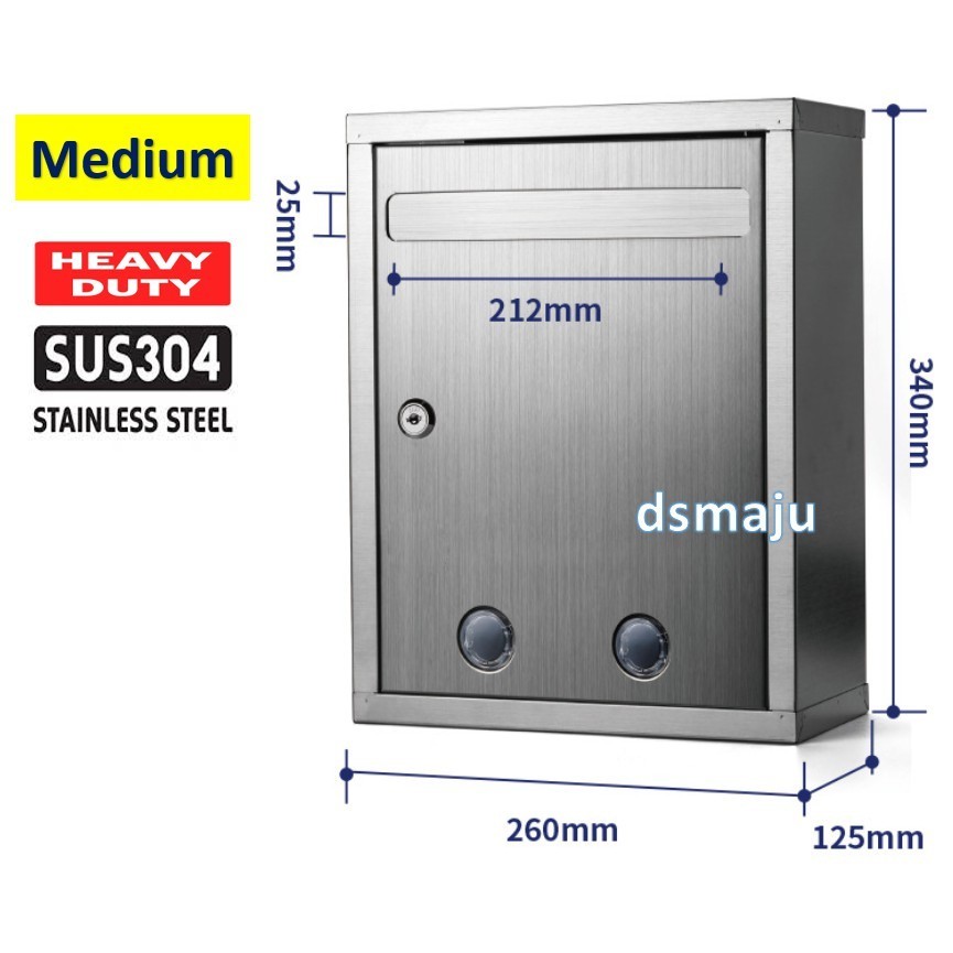 SUS304 Stainless Steel Letter Box Keyable Wall Mounted Solid Letter Box ...