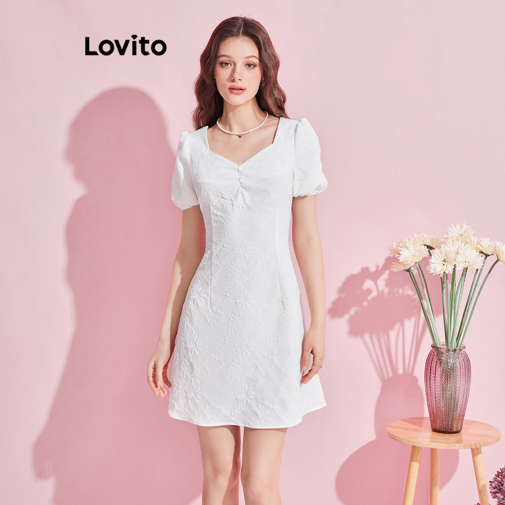 Lovito Casual Floral Flowers Bow Dress for Women L74ED339 Lovito Gaun Pita Bunga Kasual untuk ...