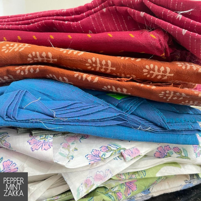 Pre-cut Assorted Hand Block Print Handloom Fabric Flower Motif Jaipuri ...