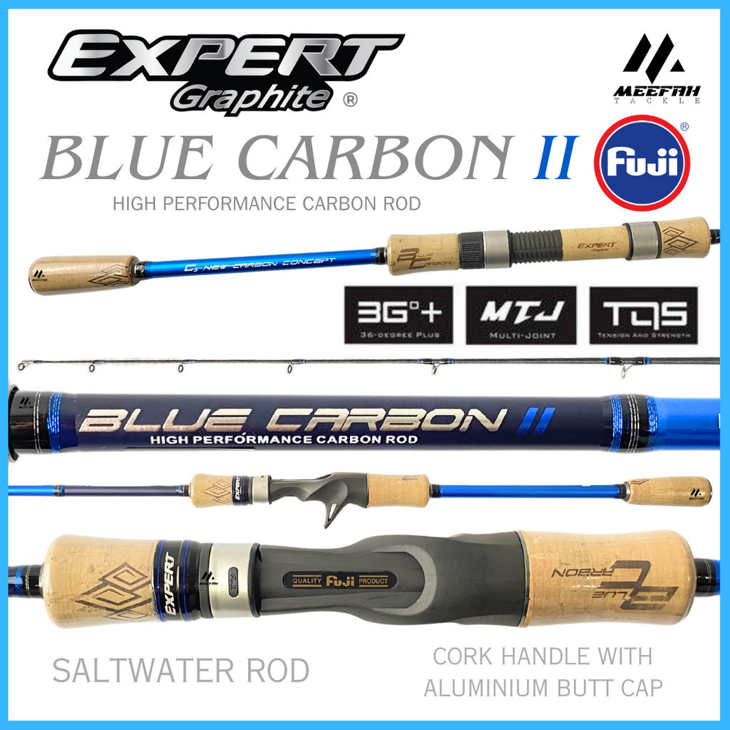 EXPERT GRAPHITE BLUE CARBON II - Fishing Spinning Baitcasting BC Rod ...