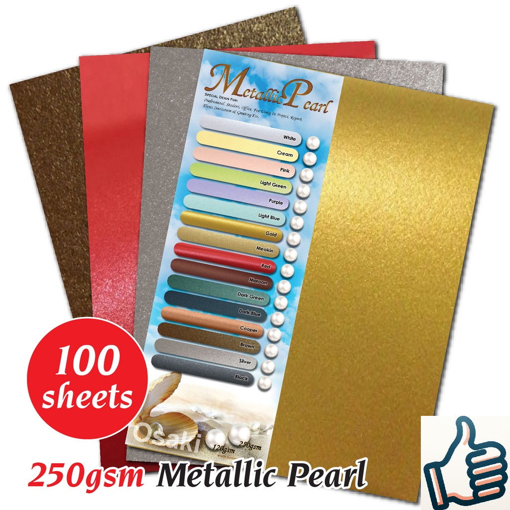 A4 250gsm Metallic Pearl Card | Metallic Paper / Metallic Card / Kertas ...