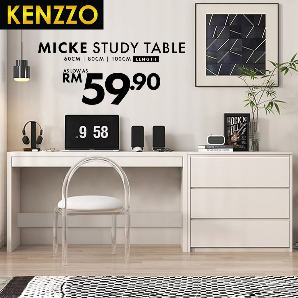 Kenzzo :Study Table Meja belajar Computer Table/Chest drawer/Modern ...