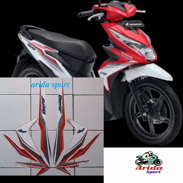 MERAH PUTIH Striping Sticker lis Motorcycle honda beat esp new iss fi ...