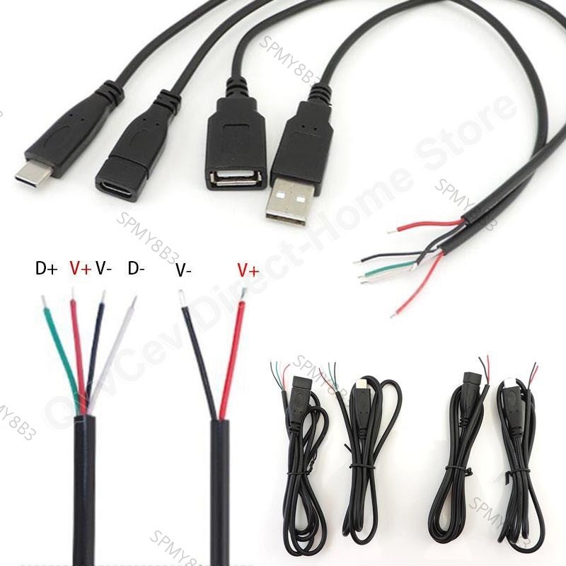 Type-C USB Female Jack 4 Pin 2 Pin Male Female Power Supply Data Line ...