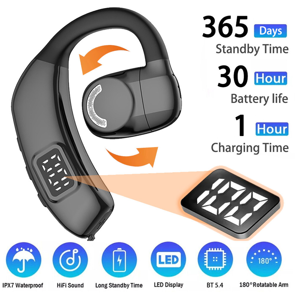 Bone Conduction bluetooth Earphones with Mic Wireless Single Side Hands ...