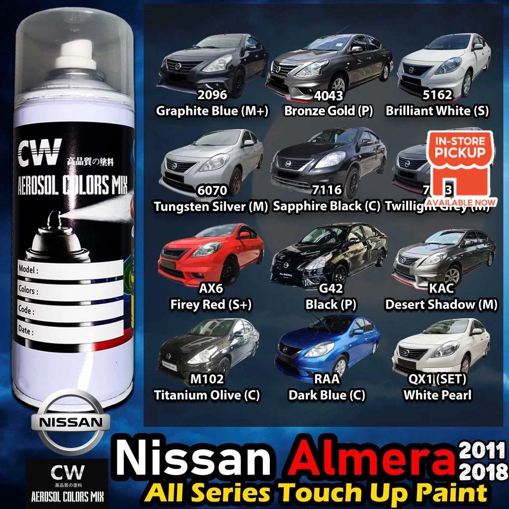 [ Nissan Almera 2011-2018 Touch Up Paint All Colors ] CW Spray Bottle ...