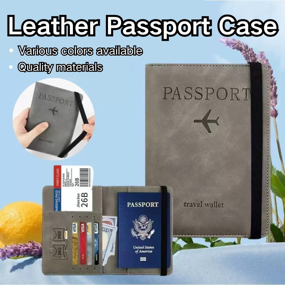 RFID Protection Passport Holder Leather Passport Cover Credit Card IC ...