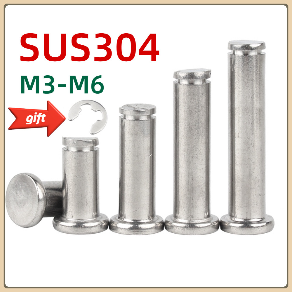 [MX1] (Free Circlip) M3 M4 M5 M6 304 Stainless Steel Flat Head Clevis Pin With Groove / Grooved ...