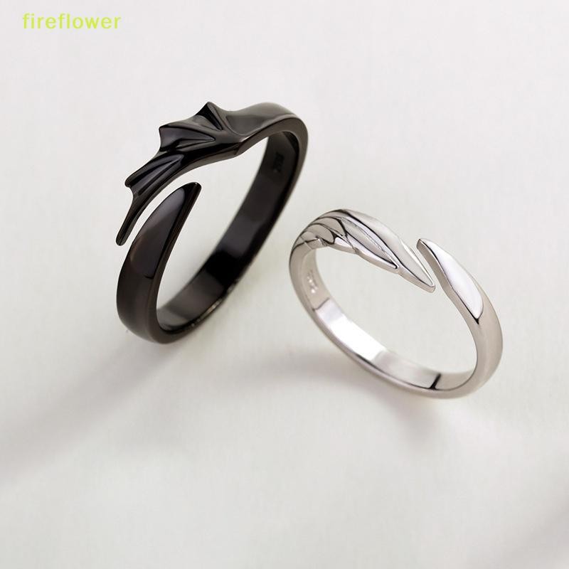 [fireflowerM] Matching Set Couple Rings Jewelry Angel Devil Adjustable ...