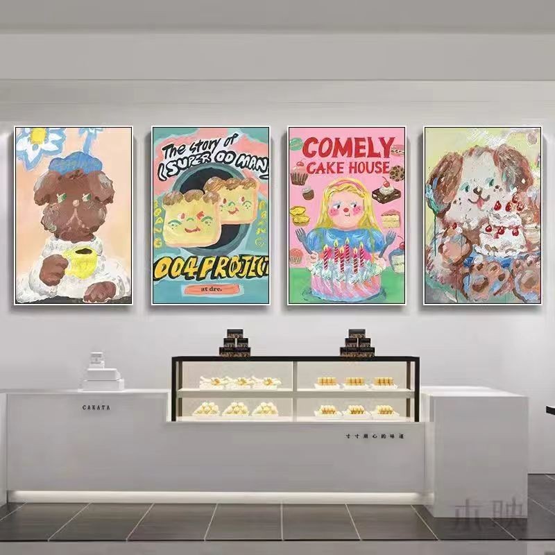 Cake Shop Decoration Painting Dessert Shop Bakery Hanging Painting Cute ...