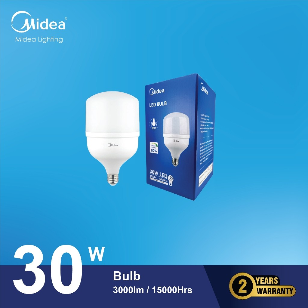 Midea Lighting T100 High-Power Bulb E27 White 6500K Daylight (30W ...