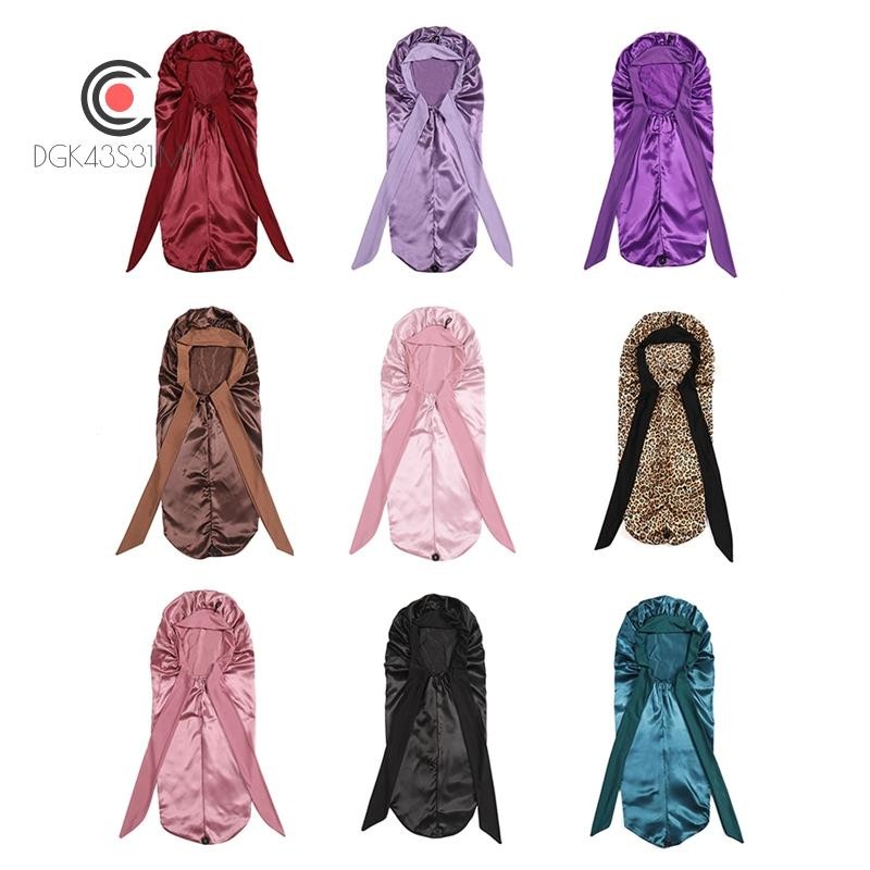 Women Bonnet Sleeping Hat Long Tail Braid Hair Night Sleep Cap Head ...