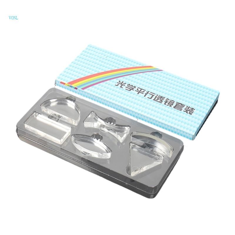 Vonl 6Pcs Acrylic Optics Lens Set for Class Physics Teaching Lab Prism ...