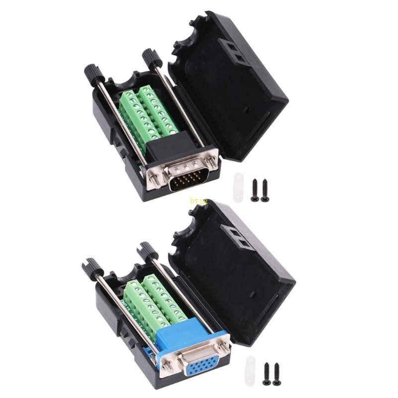 BT D-SUB DB15 VGA Female Male Plug Breakout Terminals Screw Type DIY ...