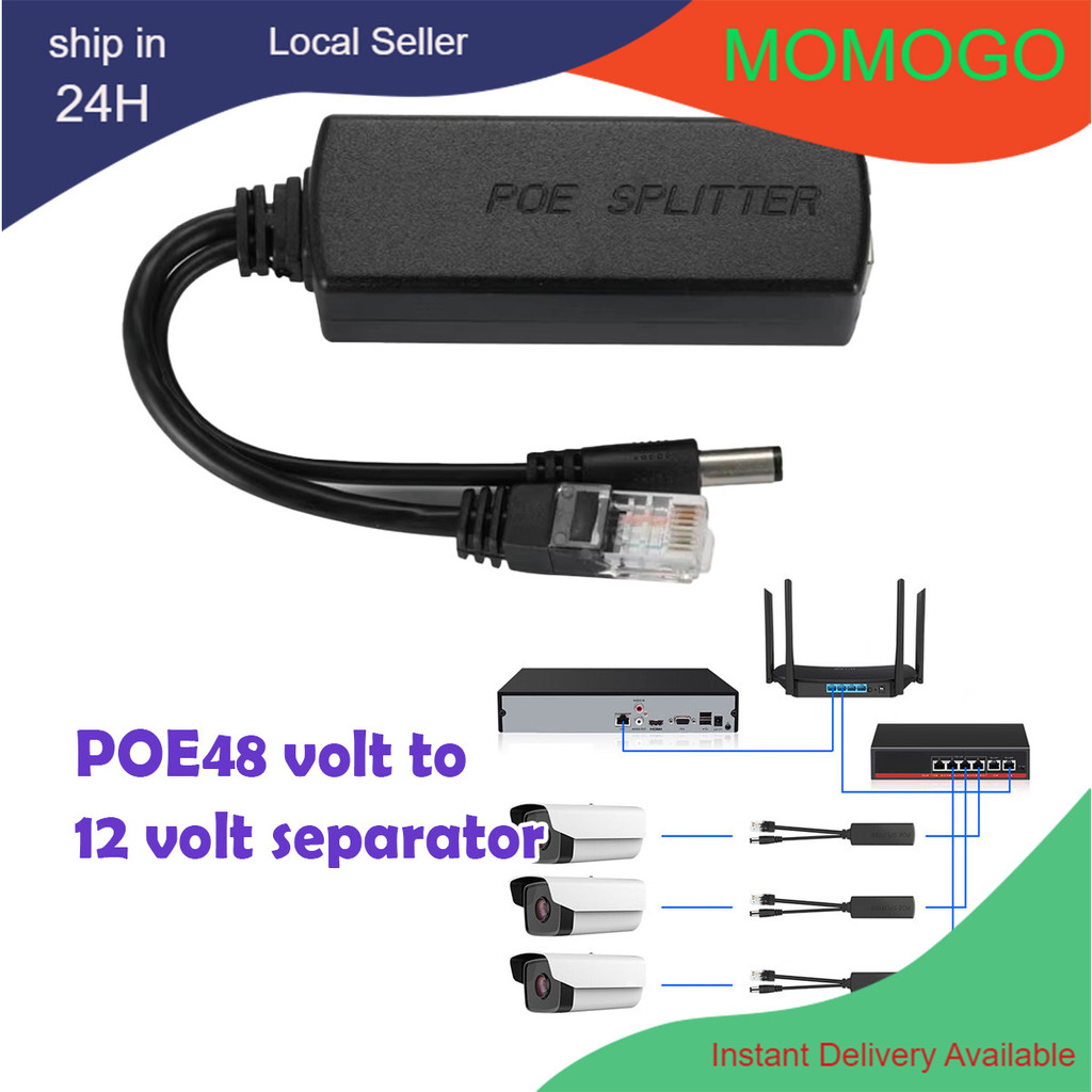 48V to 12V DC 2A POE Splitter For CCTV IP Phone PoE Splitter ...