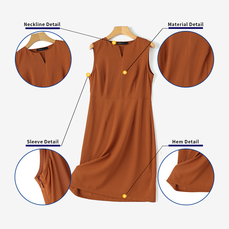 Women Korean Daily Casual Solid Color V Neck Sleeveless Dresses