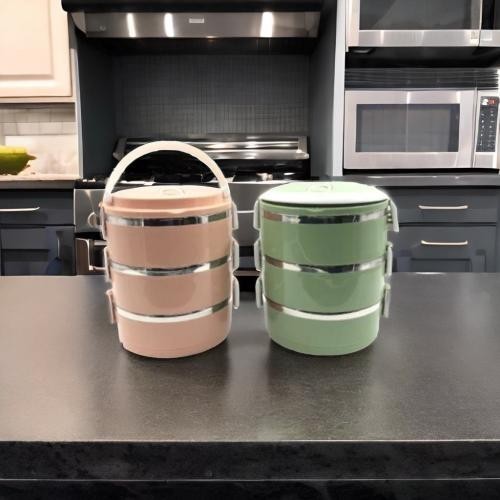 Lunch Box 3 Tier Stainless Steel 2.1L Tight Anti Leak Colorful Color ...