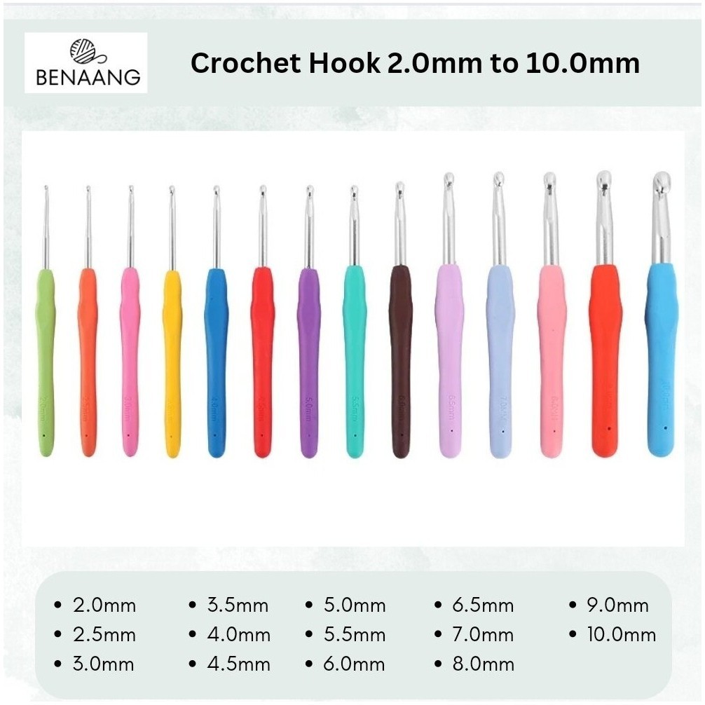 Jarum Kait Pemegang Getah (2.0-10.0mm) / Crochet Hook with rubble ...