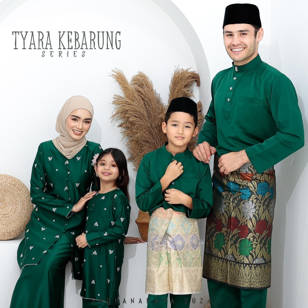SHUHANA Baju Raya Family Set Sedondon Emerald Green 2024 Viral Baju ...