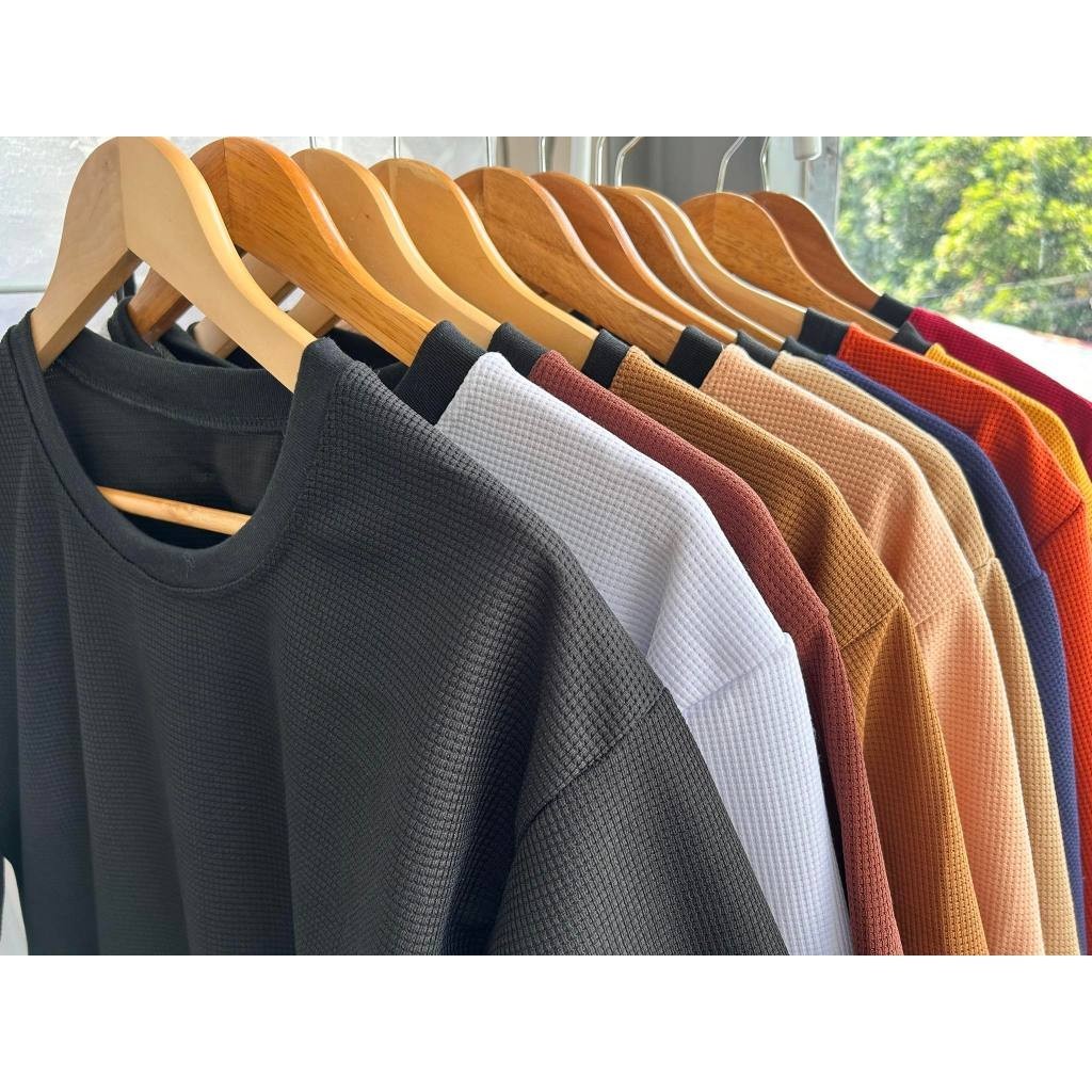Crewneck waffle Knit Oversized Plain Tees. Oversize T-shirt Plain. With ...