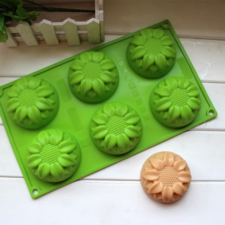 6 Cav Sunflower Silicone Mold Cake Jelly Chocolate Mould 太阳花燕菜果冻硅胶模 ...