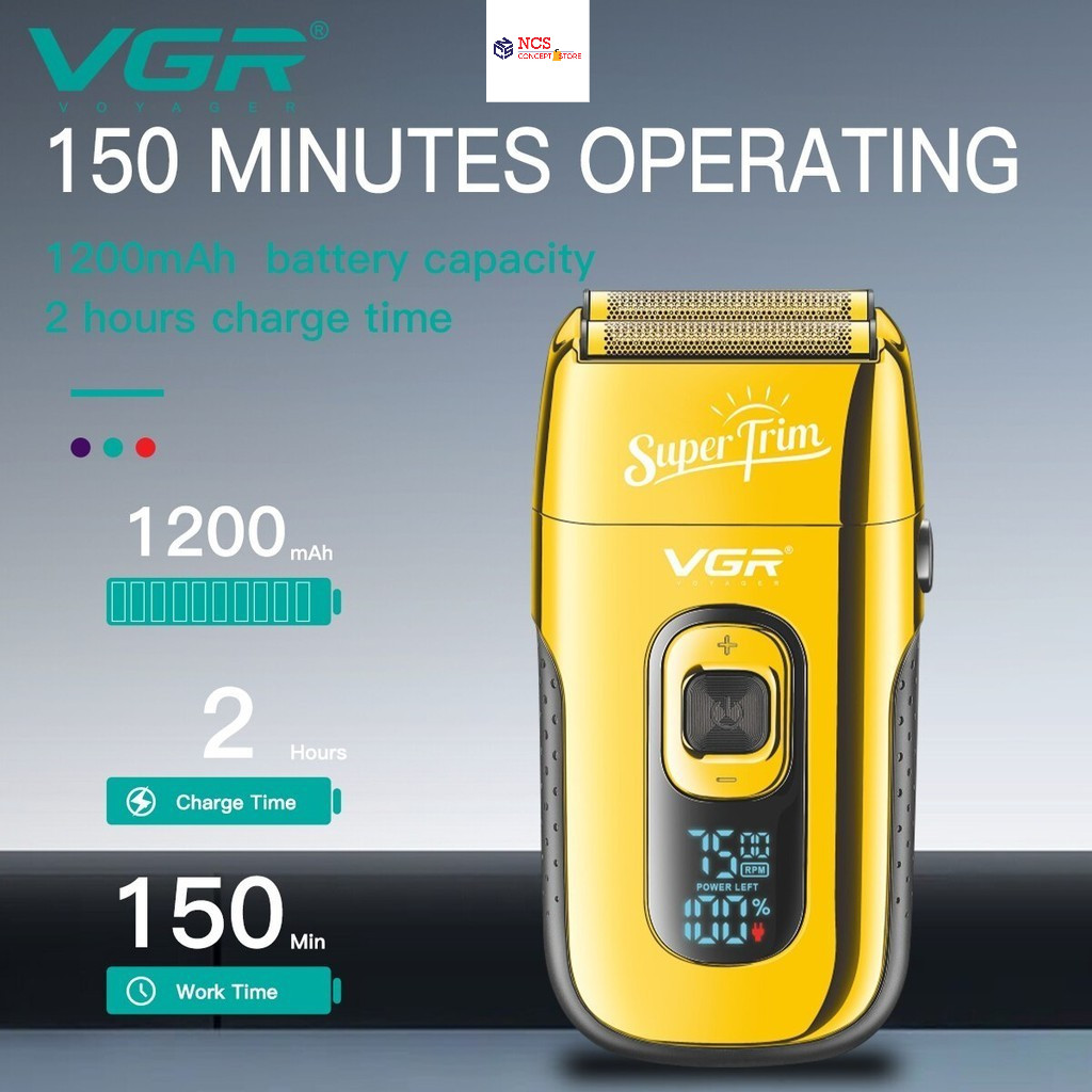 VGR V-332 Electric Razor Professional Beard Trimmer Reciprocating Shaving Machine Digital ...