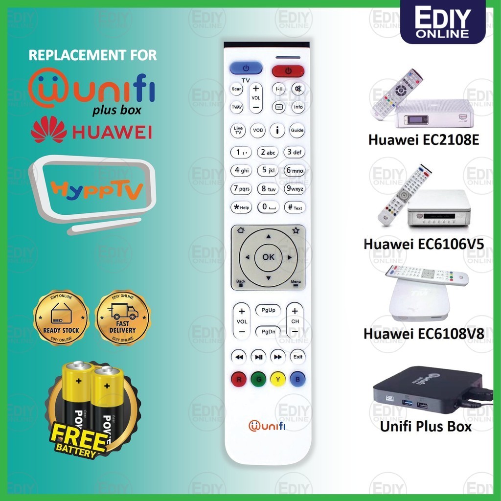 【𝐅𝐑𝐄𝐄 𝐁𝐀𝐓𝐓𝐄𝐑𝐘 𝐀𝐀𝐀 𝐗𝟐】Remote Control Unifi TM HyppTV Plus Smart IPTV SET ...