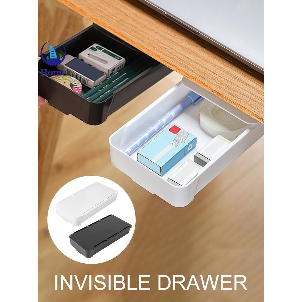 Punch Free Invisible Drawer 20.5x10.5x3CM Self-adhesive Under Desk ...