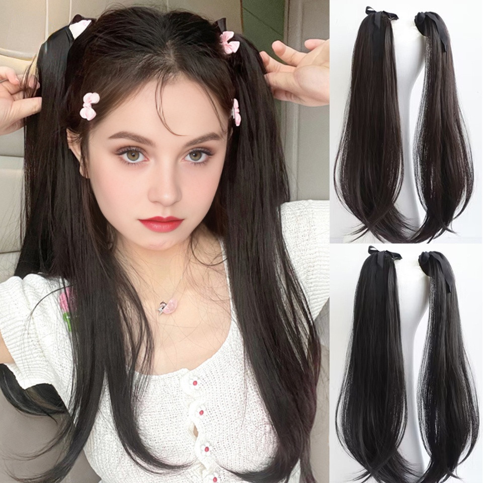 Double ponytail wig extensions Hair accessories Women's wig strap style ...