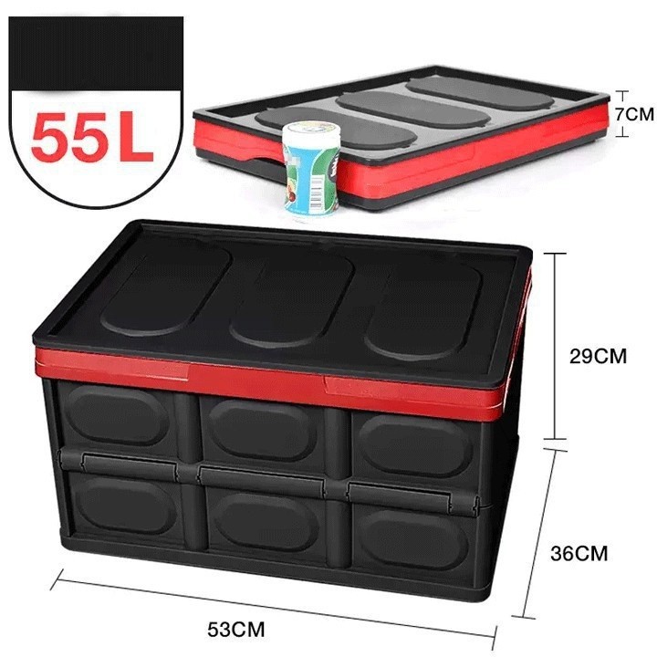 Car Rear Trunk Storage Box, Foldable Storage Box with 56 Liter Capacity ...