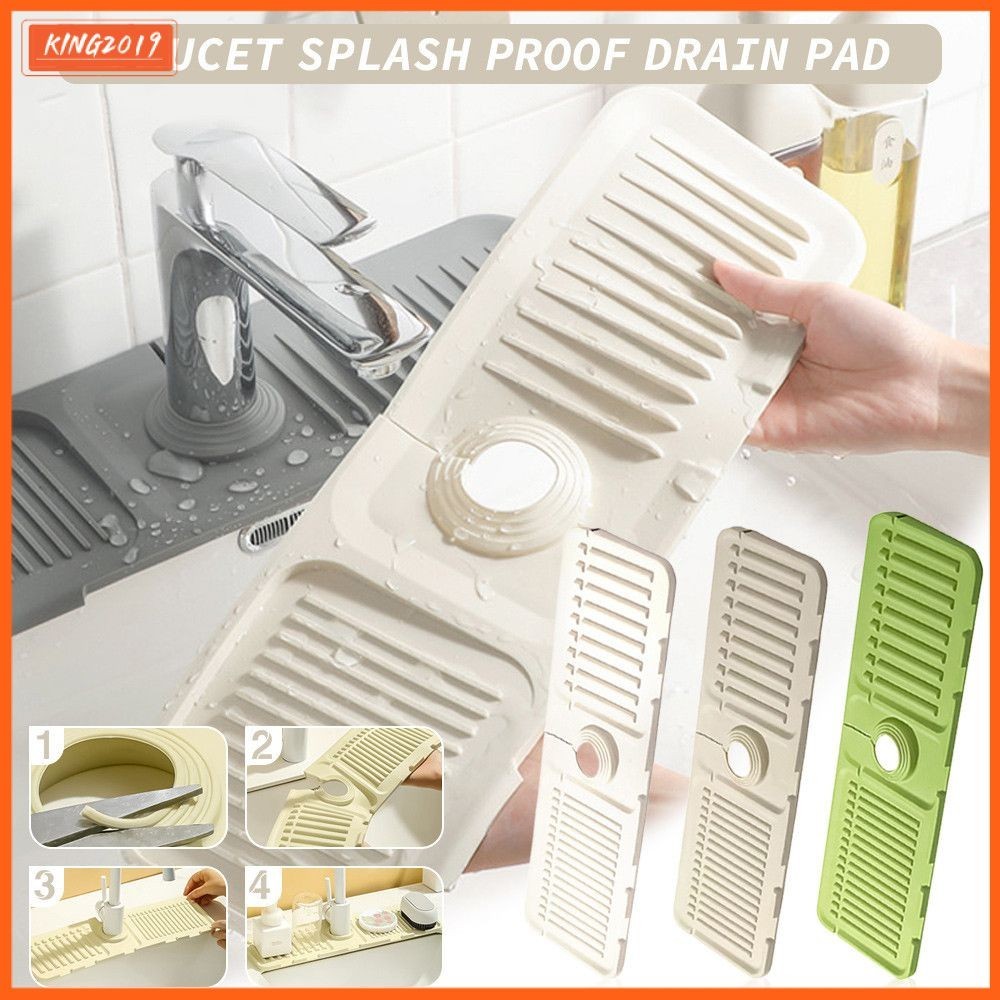 Faucet Drainer Sink Spacer Splash Pad Cuttable Silicone Pad For ...