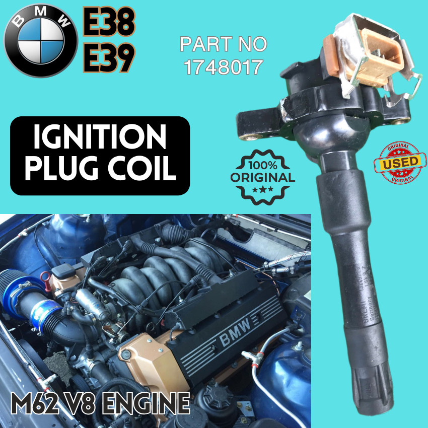 Used BMW Ignition Plug Coil 1748017 Fit For BMW E38 E39 M62 V8 Engine ...