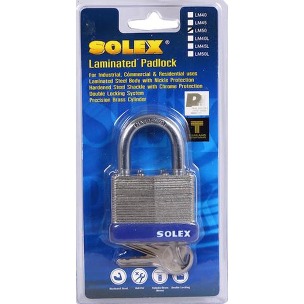 [100% ORIGINAL] SOLEX BRASS LAMINATED PAD LOCK (MADE IN THAILAND ...