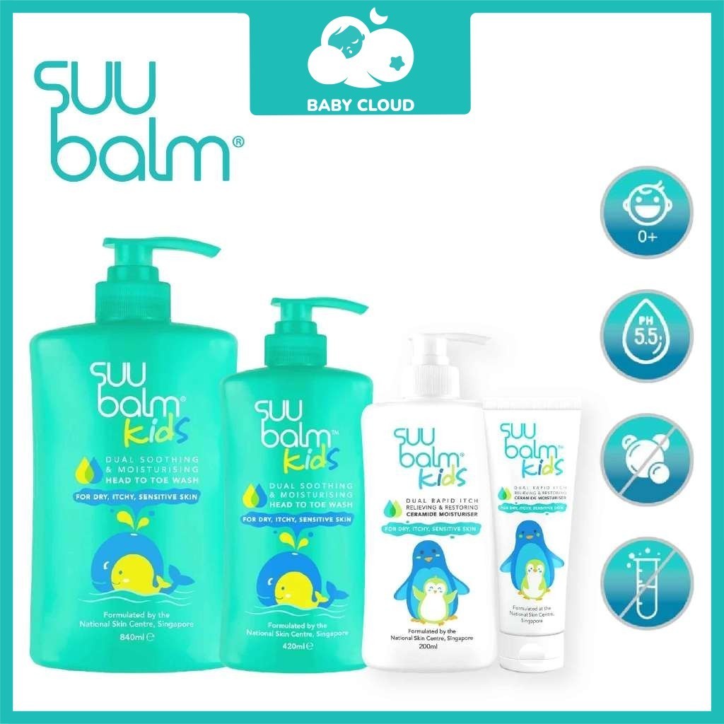 Suu Balm Kids Dual Soothing & Moisturising Head-to-Toe Wash | Rapid Itch Relieving & Restoring ...